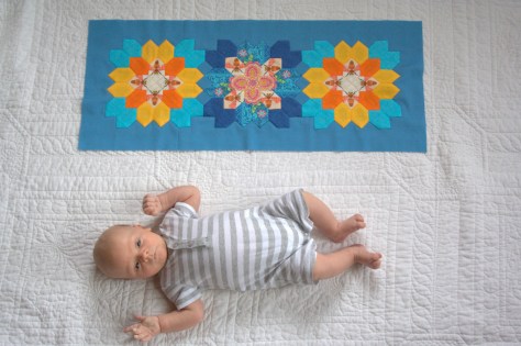 June Finish {ALYoF}: Baby! & EPP Table Runner Flimsy | Night Quilter
